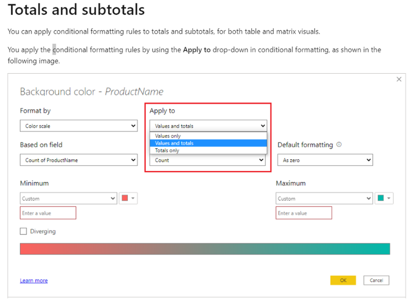 Conditional formatting Grand total in a matrix - Microsoft Fabric Community