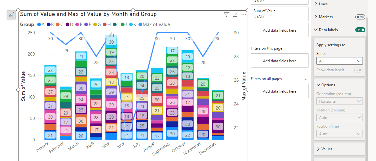 Line and Stacked Column Chart with Column Legend d... - Microsoft ...