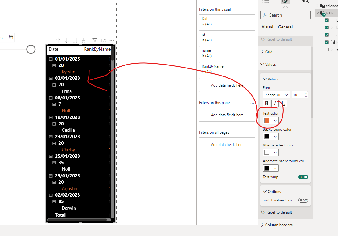 Row Headers changing color - Microsoft Fabric Community