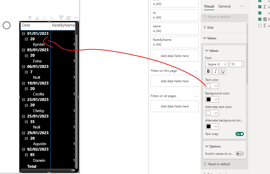 Row Headers changing color - Microsoft Fabric Community