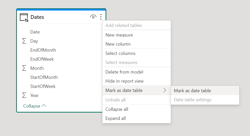 Auto Date/Time and Mark As Date Table issues - Microsoft Fabric Community