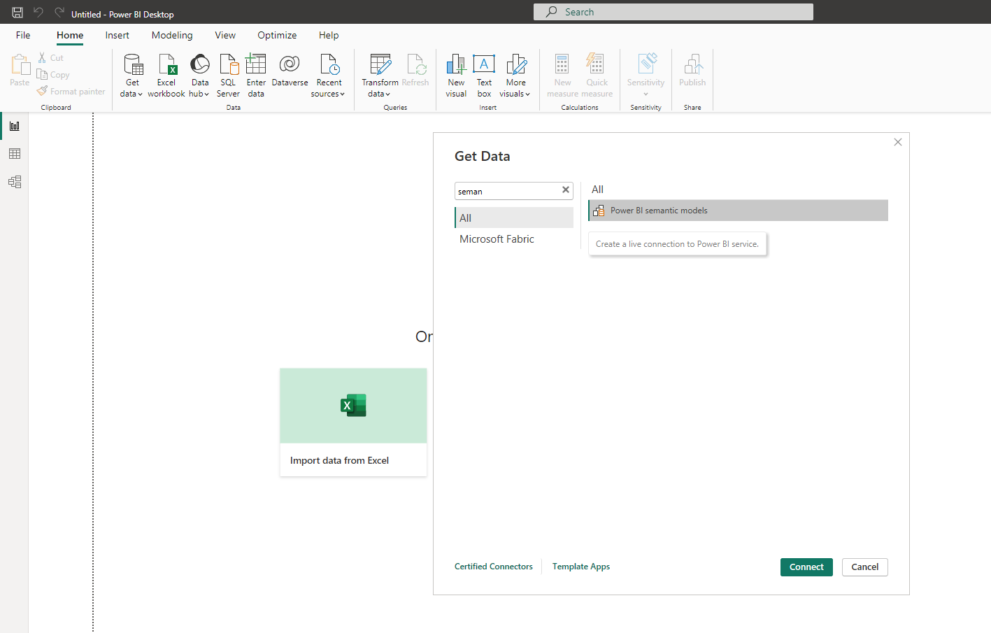 Connect to Power BI Semantic dataset from PBI desk... - Microsoft ...