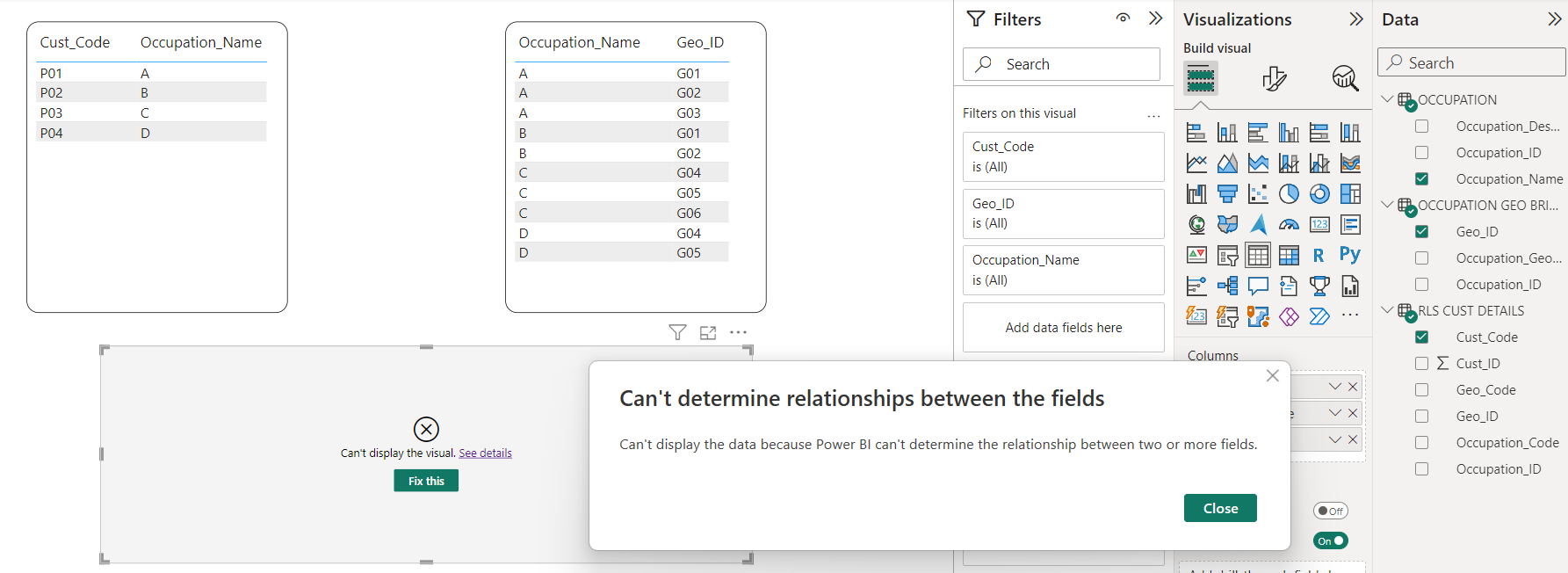 Data Modeling: Relationship Error while fetching d... - Microsoft ...