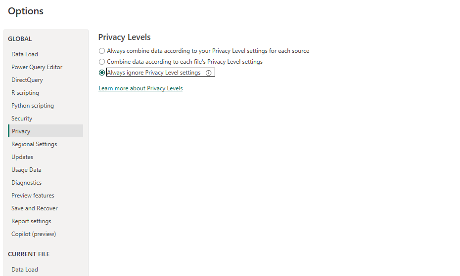 Solved: Issue when in Power BI service - Data Privacy - Microsoft ...