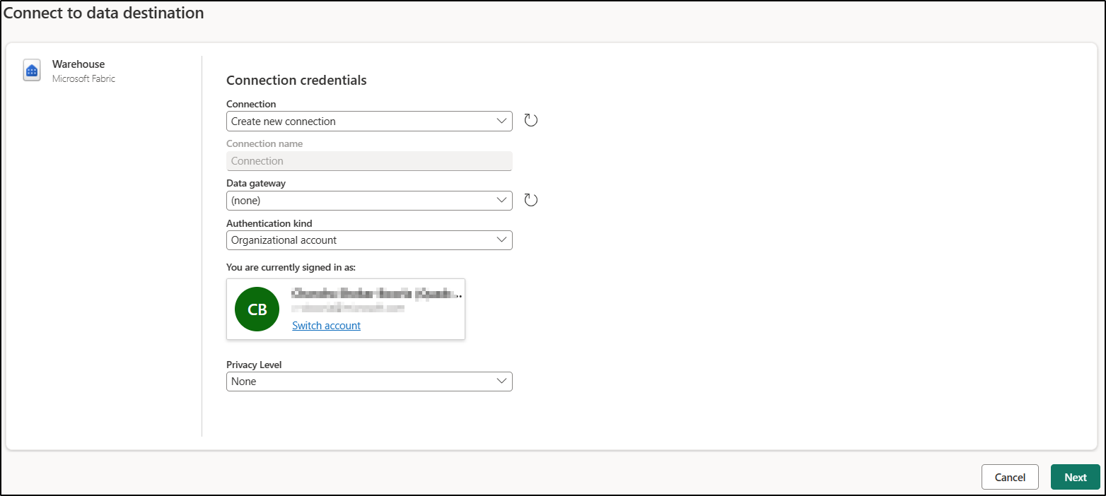 Unable to create destination in Dataflow Gen2 in F... - Microsoft Fabric Community
