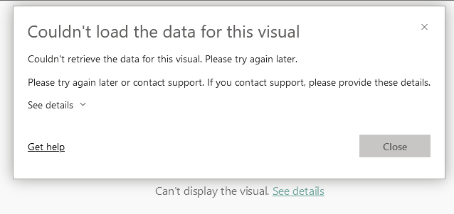 Couldn't load the data for this visual - Microsoft Fabric Community