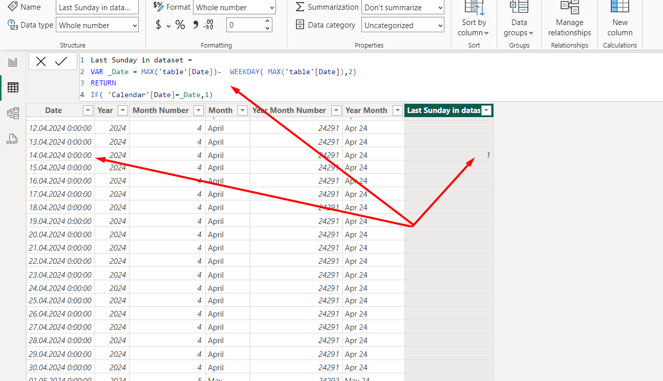 Last Sunday in dataset - Microsoft Fabric Community