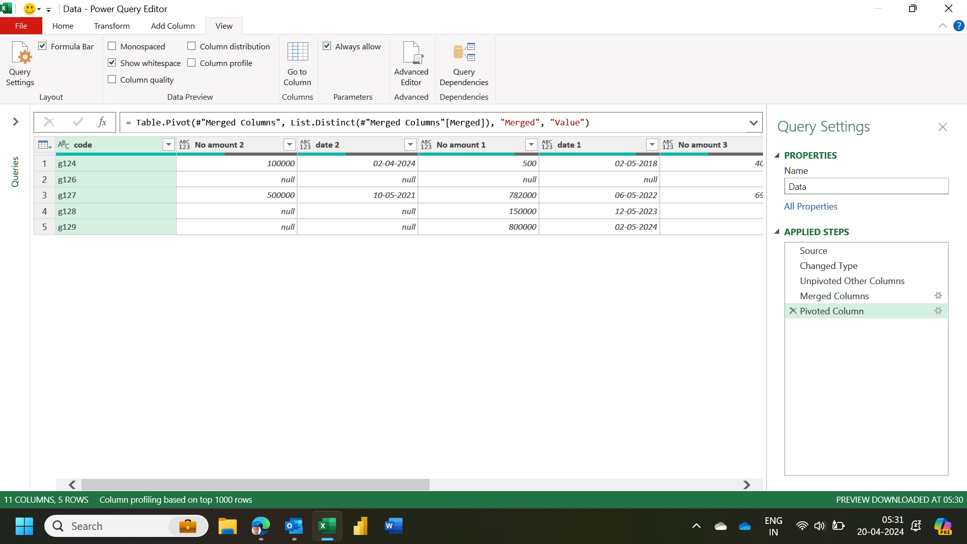 Transpose Data Microsoft Fabric Community