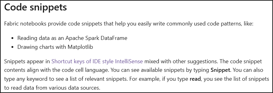 Solved: Spark notebook snippets of patterns - Microsoft Fabric Community