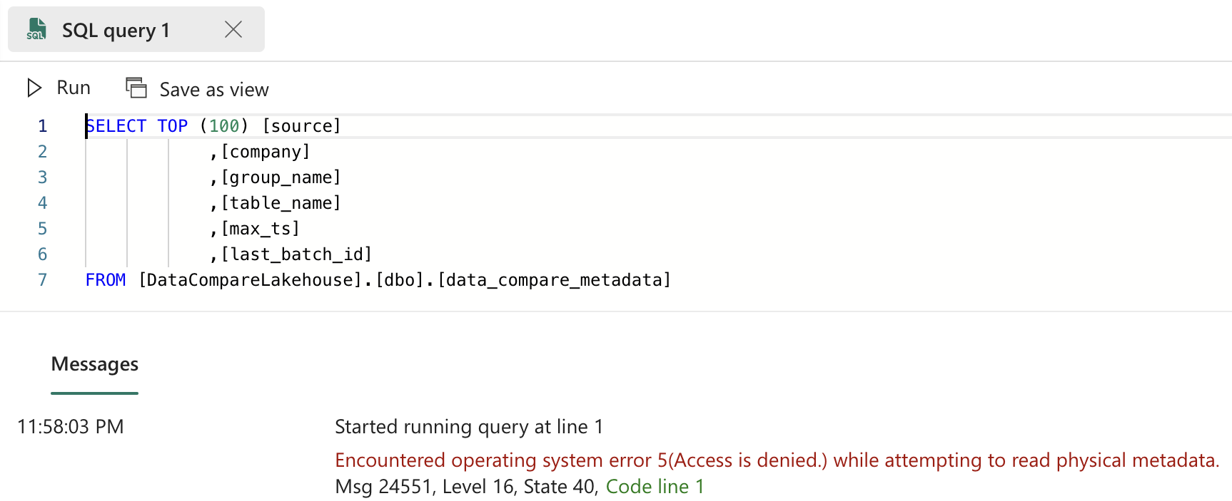 Solved: Unable to query Sequel Analytics Endpoint of table ...