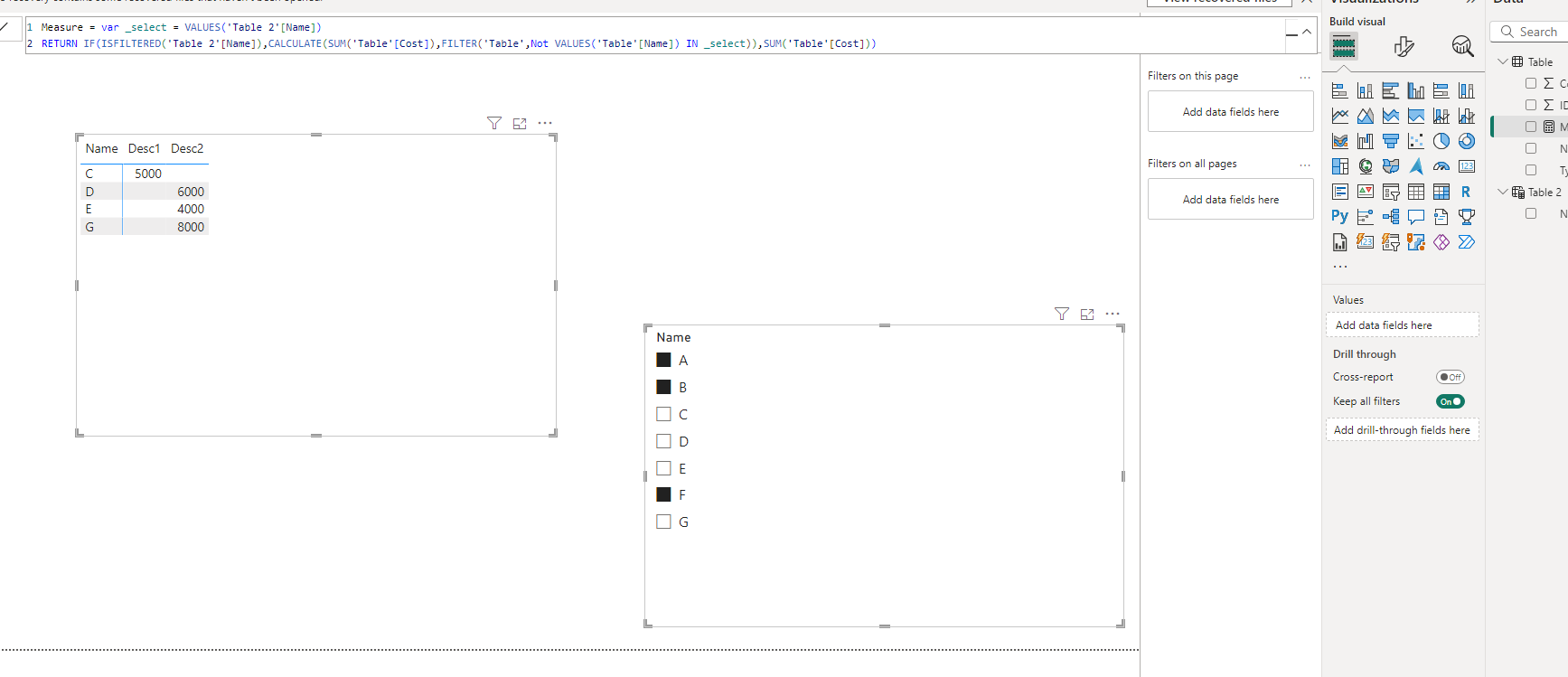 Slicer to remove donor from matrix - Microsoft Fabric Community