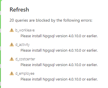 Solved: Sudden postgresql npgsql version error when refres... - Microsoft Fabric Community