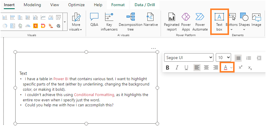 Solved: How to higlight text in a table - Microsoft Fabric Community