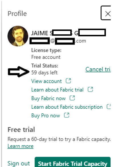 Fabric trial activated in Fabric capacity workspac... - Microsoft ...
