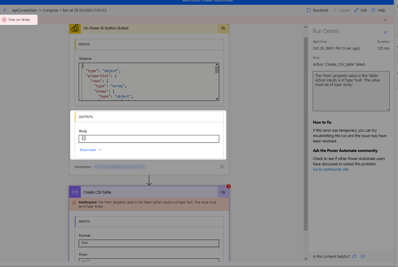 Solved: Power Automate in Power BI: error - "from property... - Microsoft Fabric Community
