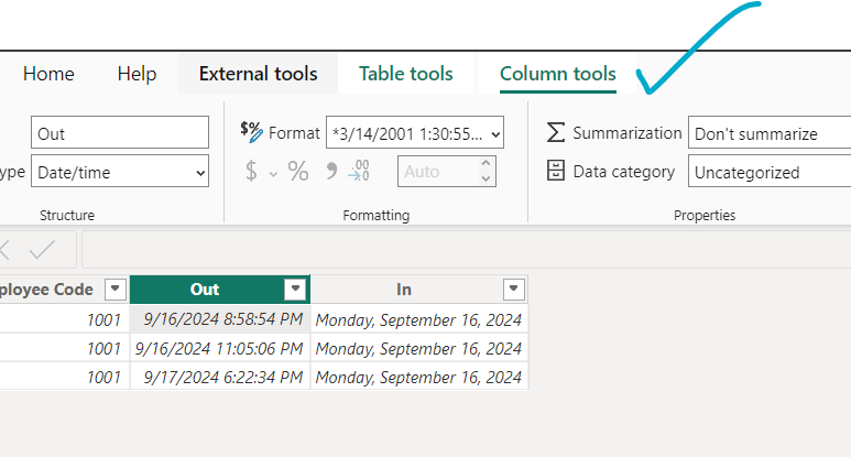Formatting (Column Tools) not available in Power B... - Microsoft ...