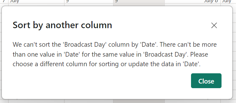 Sorting a Date Table with Broadcast Dates - Microsoft Fabric Community