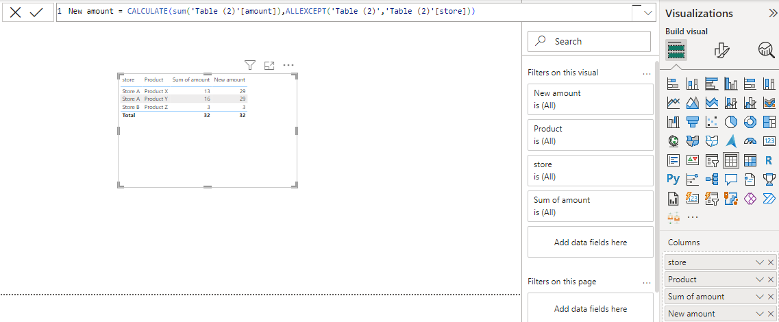 Solved: Dax calculate total amount ignoring filter - Microsoft Fabric ...