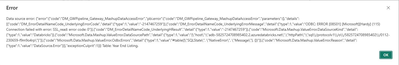 Azure DataBricks Refresh Failure on Power BI Servi... - Microsoft Fabric Community