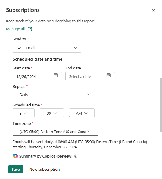 Solved: power bi report subscription for daily email - Microsoft Fabric ...