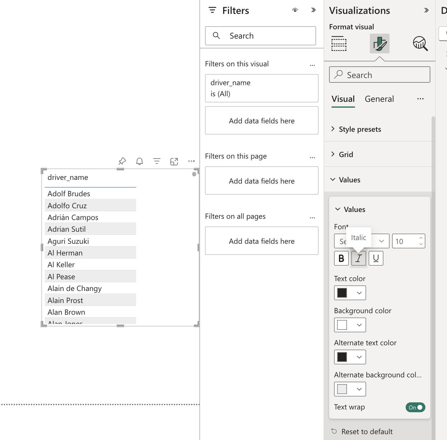 Solved: Present data table value with some italicized word ...
