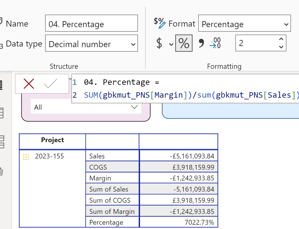 Percentage Different from Excel and Power Bi - Microsoft Fabric Community