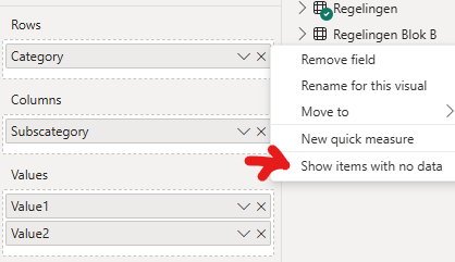 How to show all names in a matrix & slicers even i... - Microsoft ...