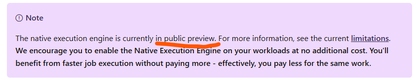 Native execution engine enabled by default in fabr... - Microsoft ...