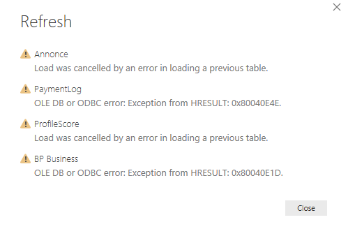 ole db or odbc error: 0x80040. on multiple report... - Microsoft Fabric ...