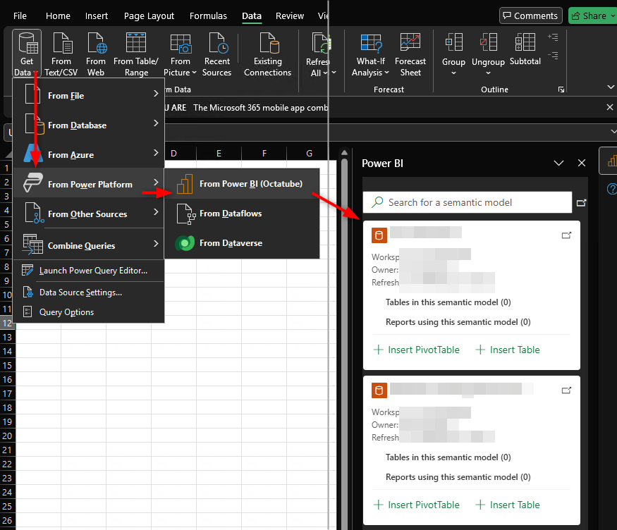 Solved: Shared semantic model not appearing in Excel - Microsoft Fabric ...