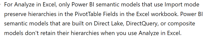 Solved: PBI Analyze With Excel pivot table show detail is ...