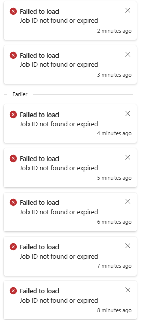 Solved: Error - Job ID not found or expired - Microsoft Fabric Community