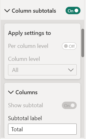 Solved: How to add subtotal in table visual - Microsoft Fabric Community