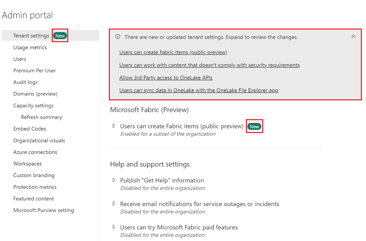 New Tenant Setting Notifications and GetTenantSett... - Microsoft ...