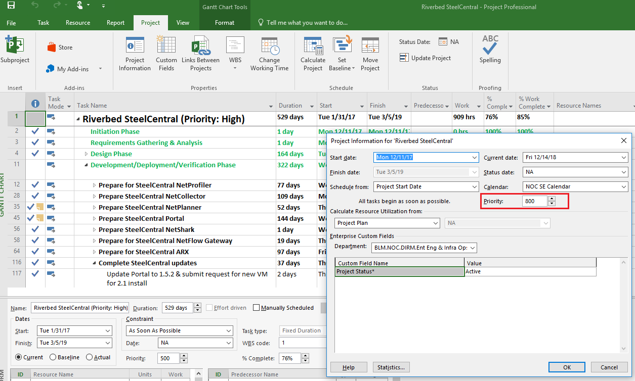 MS Project "Priority" Field - Microsoft Fabric Community