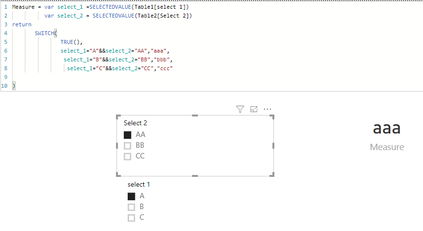 Solved: two slicer combinations for different charts - Microsoft Fabric ...