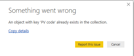 Object already exists in the collection error - Microsoft Fabric Community