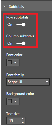 Expanded matrix values to still show total on head... - Microsoft ...
