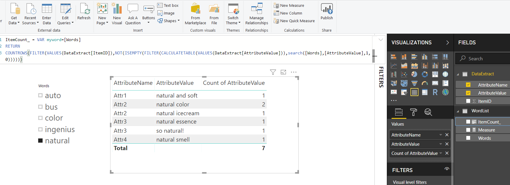 Solved: Match Word List with another Table and get the Cou ...