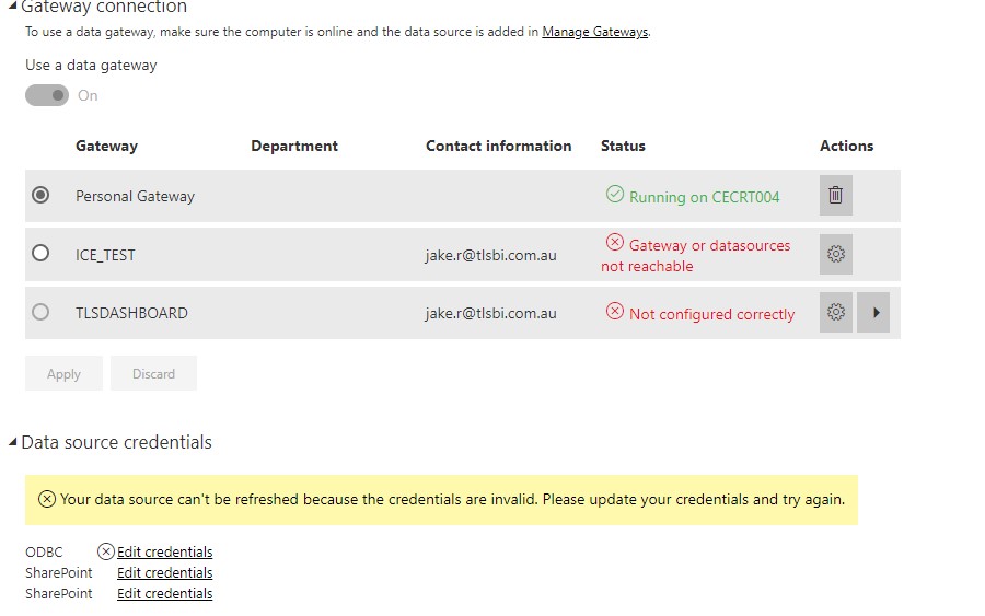 Issues connecting ODBC data to PBI Gateway - Microsoft Fabric Community
