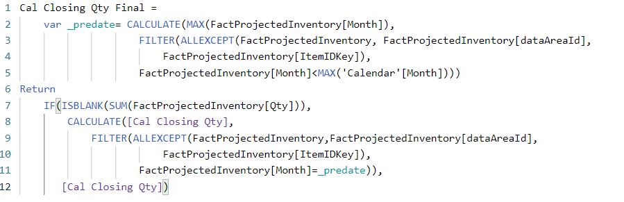 Calculate Projected Inventory for next 12 months - Microsoft Fabric ...