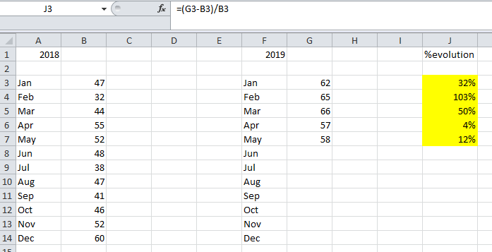 Solved: Re: Calculate percentage evolution between two tab ...