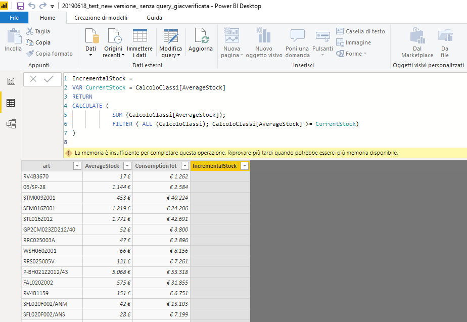 Pareto ABC error: out of memory - Microsoft Fabric Community