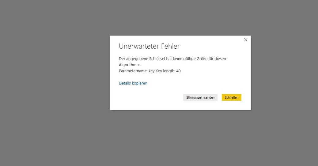 Error key key lenght: 40 - Microsoft Fabric Community