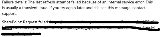 Power Bi refresh failure for excel connectivity fr... - Microsoft Fabric Community