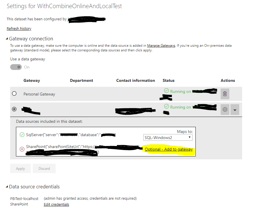 Gateway refresh for dataset that uses Excel docume... - Microsoft ...