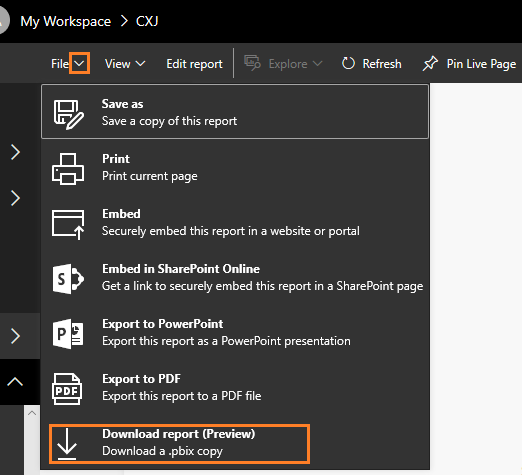 How to download .pbix file from a report copied in... - Microsoft ...