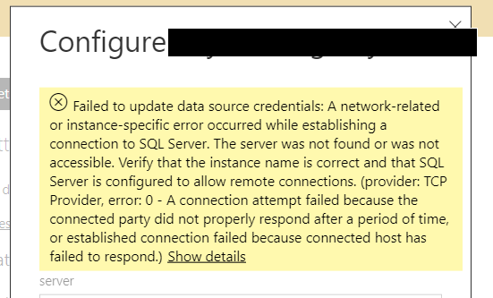 Unable to access data from Azure SQL Database in P... - Microsoft ...