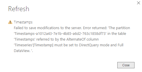 Error when changing table to dual storage mode - Microsoft Fabric Community