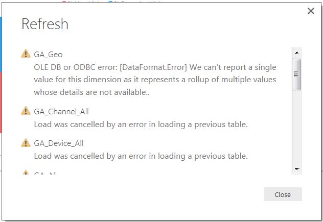 Google Analytics Refresh Error - Microsoft Fabric Community
